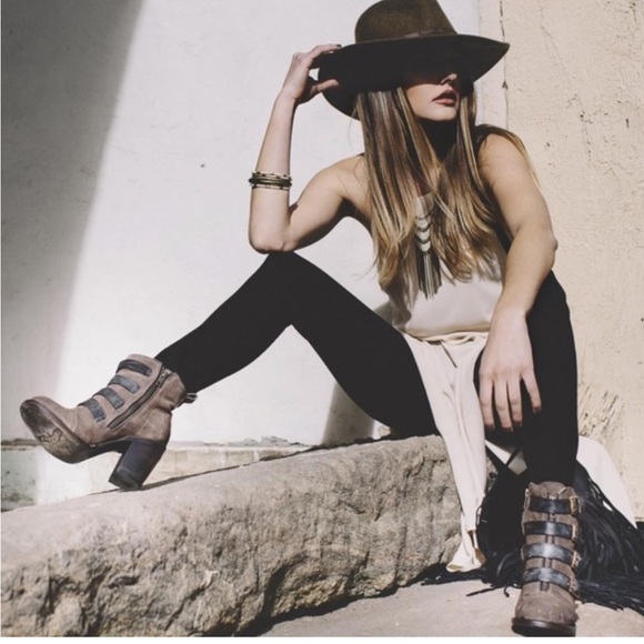 Freebird by Steven | Shoes | Freebird Madden Banjo Mid Ankle Bootie Boots With Straps And Block ...